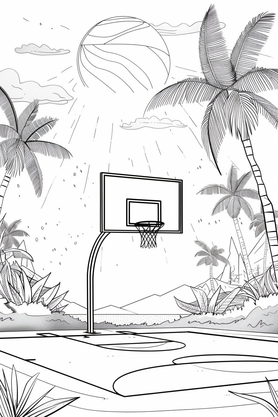 25 Printable Drawings of Basketball Scenes to Color and Create, Slam ...