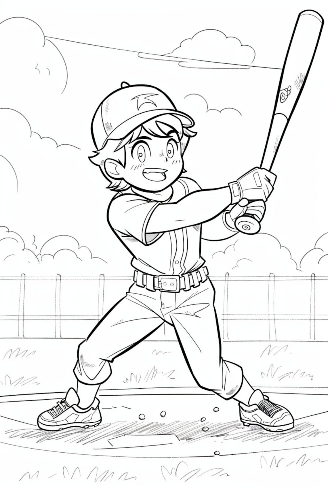 25 Printable Drawings of Baseball Scenes to Color and Create, Play Ball ...