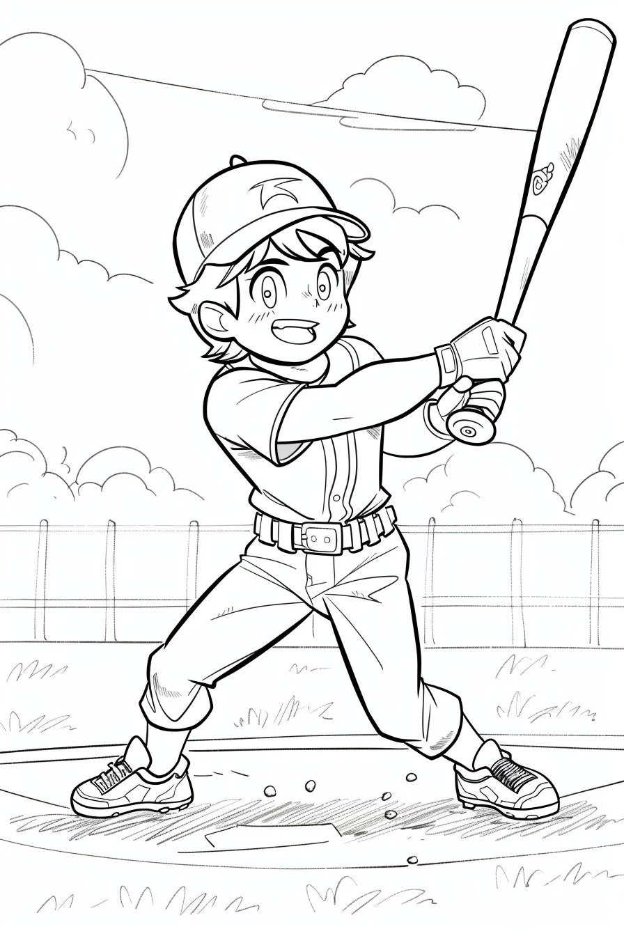 25 Printable Drawings of Baseball Scenes to Color and Create, Play Ball ...