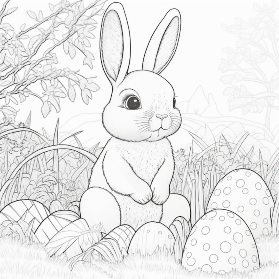 25 Printable Drawings of the Easter Bunny and Friends to Color and ...