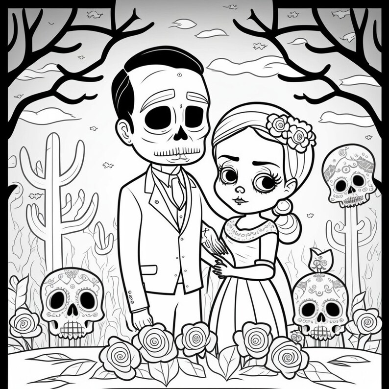 25 Printable Coloring Pages for Day of the Dead/dia De Los Muertos ...