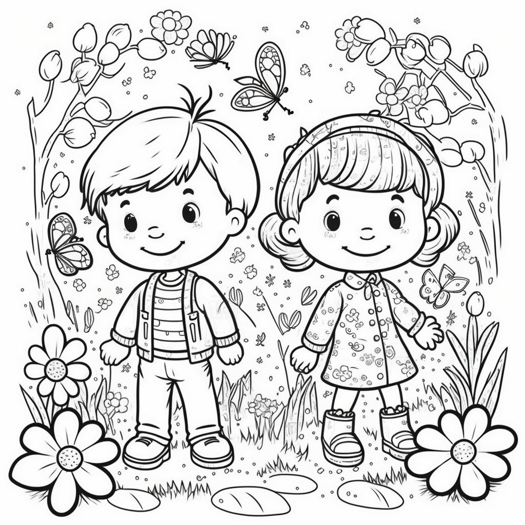 25 Printable Coloring Pages of Springtime Scenes Flowers, Butterflies ...