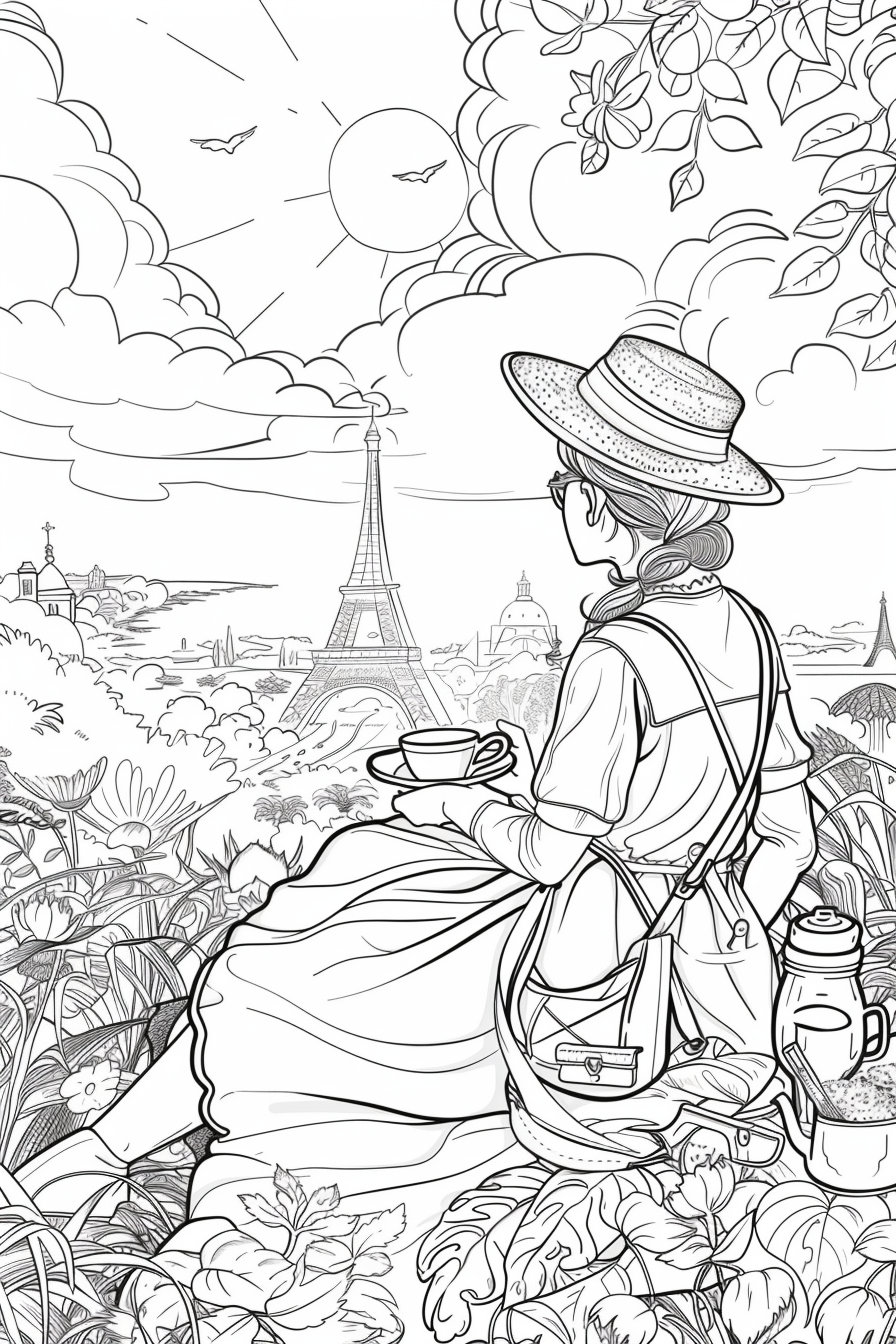 25 Printable Drawings of Travel Scenes to Color and Create, Adventure ...