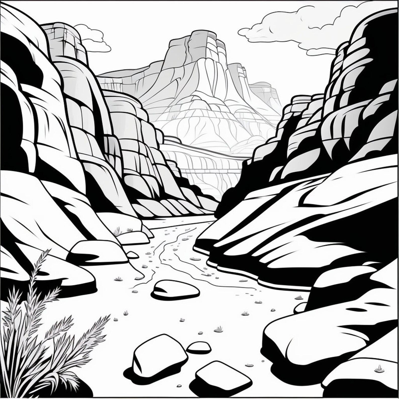 25 Printable Coloring Pages of Natural Landscapes Mountains, Beaches ...