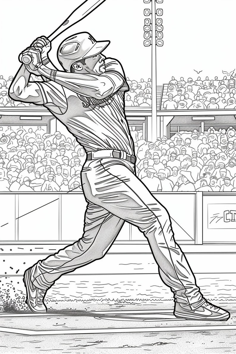 25 Printable Drawings of Baseball Scenes to Color and Create, Play Ball ...