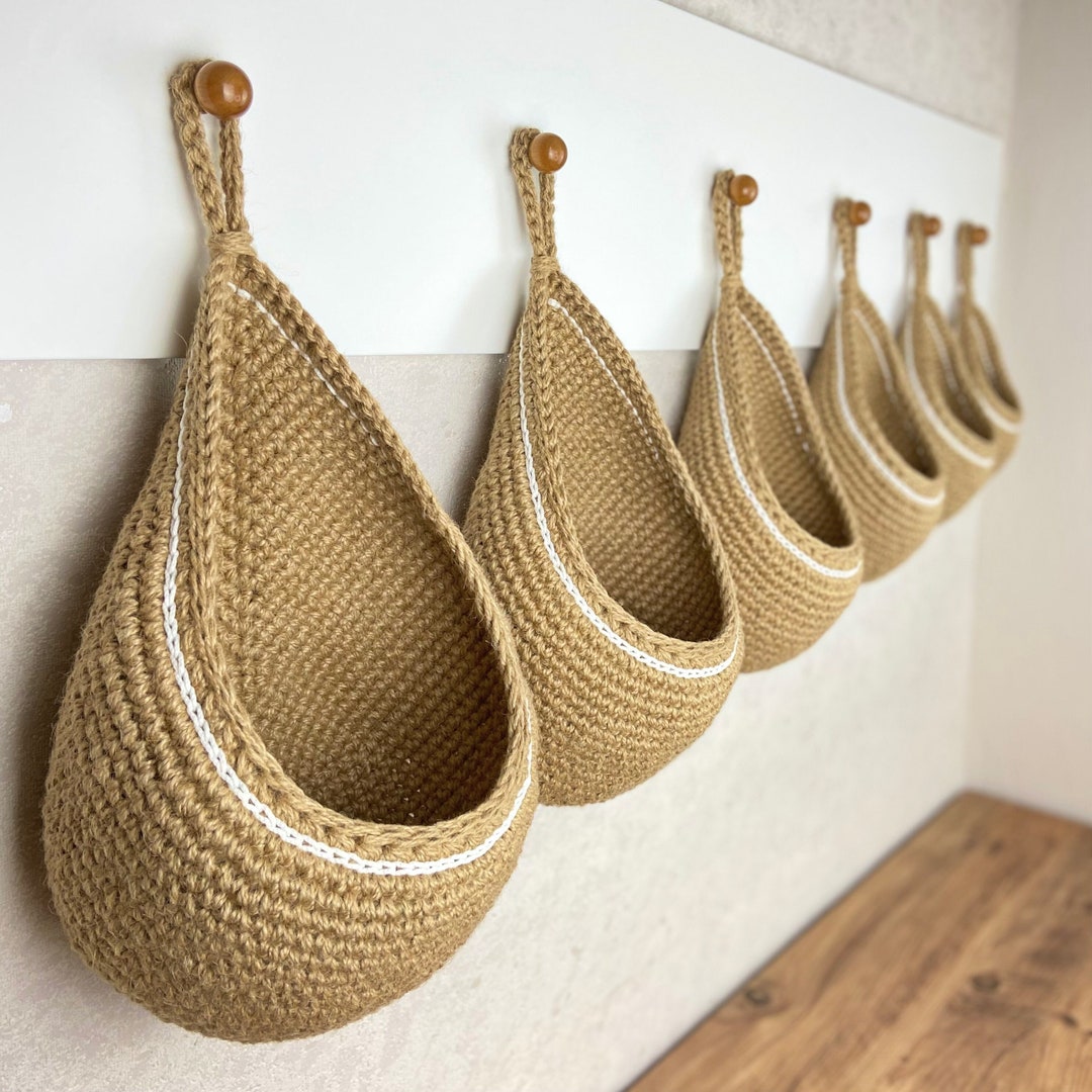Jute Basket, Wall Hanging Basket, Storage Basket, Kitchen Organizer ...