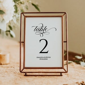 EDITABLE COLOUR Luxury Wedding Table Numbers Template (4x6) | Printable ...