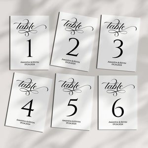 EDITABLE COLOUR Luxury Wedding Table Numbers Template (4x6) | Printable ...