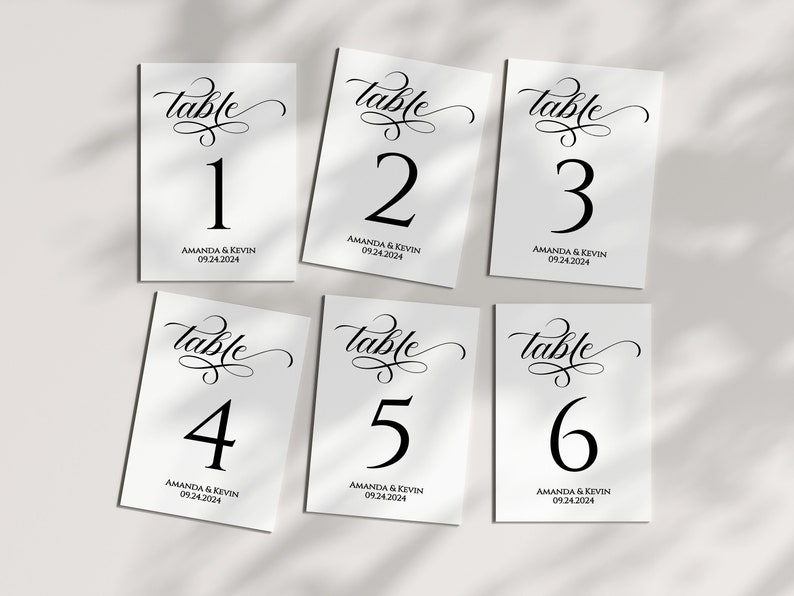 EDITABLE COLOUR Luxury Wedding Table Numbers Template 4x6 Printable ...