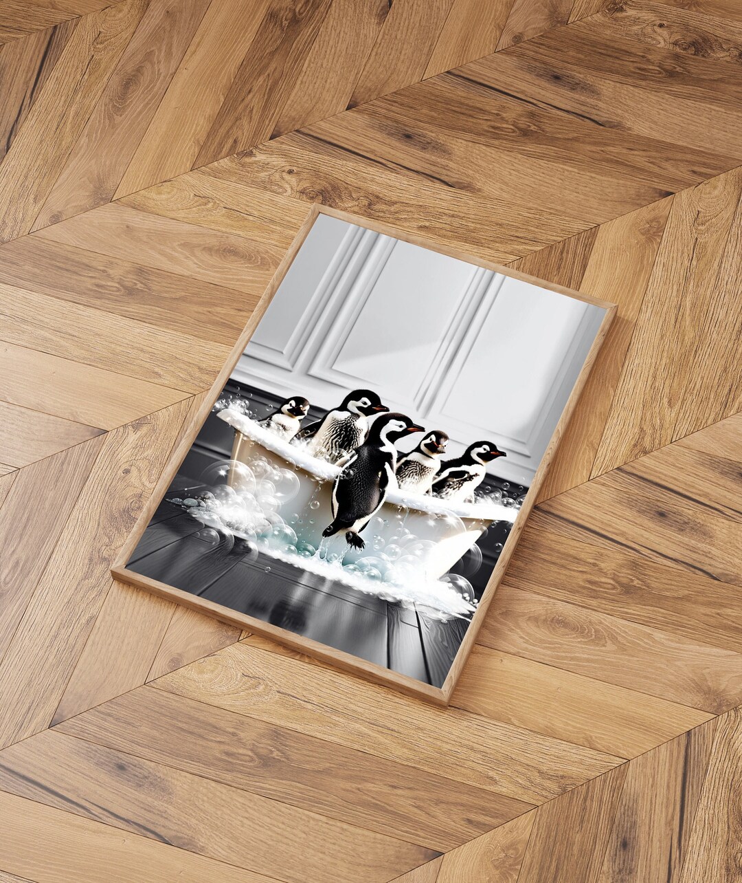 Penguins Jumping in Bath Tub Art Prints | Penguin Art | Printable ...