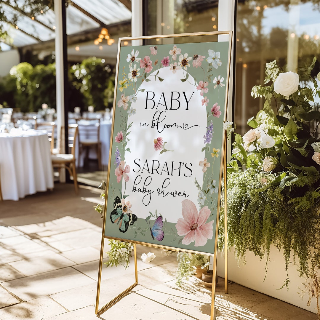 Baby in Bloom Welcome Sign - Custom Foam Board Welcome Sign | Sage and ...