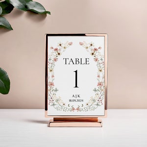 Wildflower Printable Table Numbers | Floral Border Table Numbers for ...