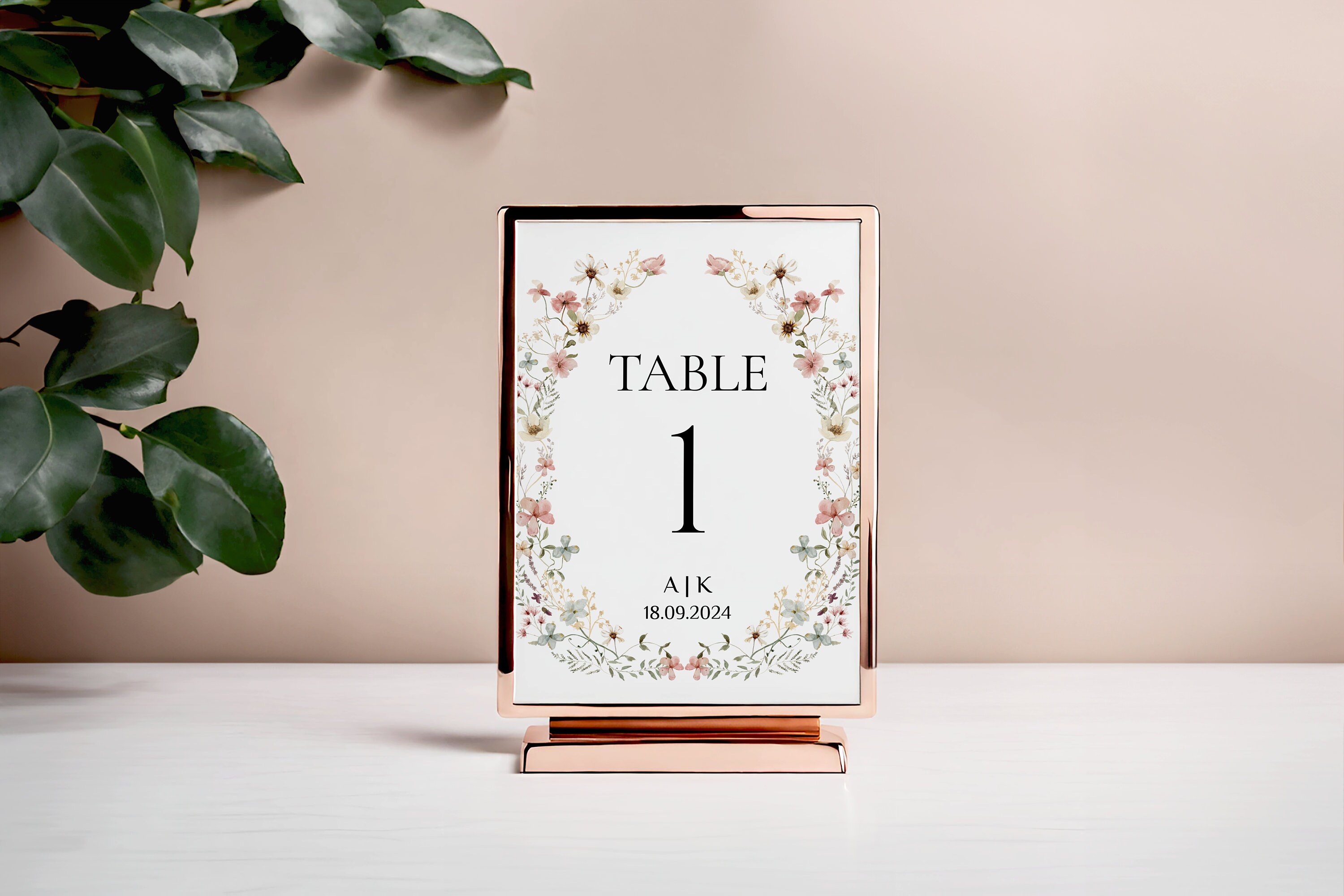 Wildflower Printable Table Numbers Floral Border Table Numbers for ...