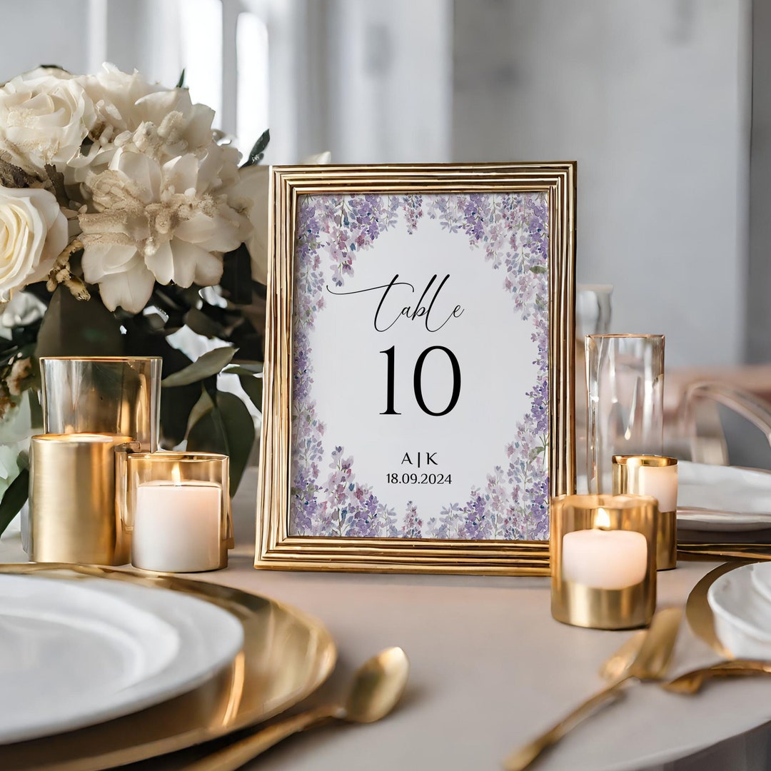 Lilac Wedding Table Numbers - PRINTABLE 5x7 Inch | Dusty Purple Wedding ...