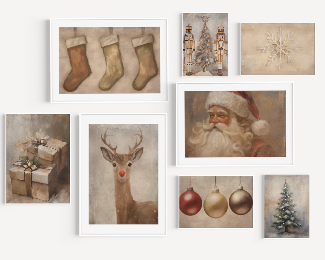 PRINTABLE Vintage Christmas Wall Art Holiday Art Prints - Etsy