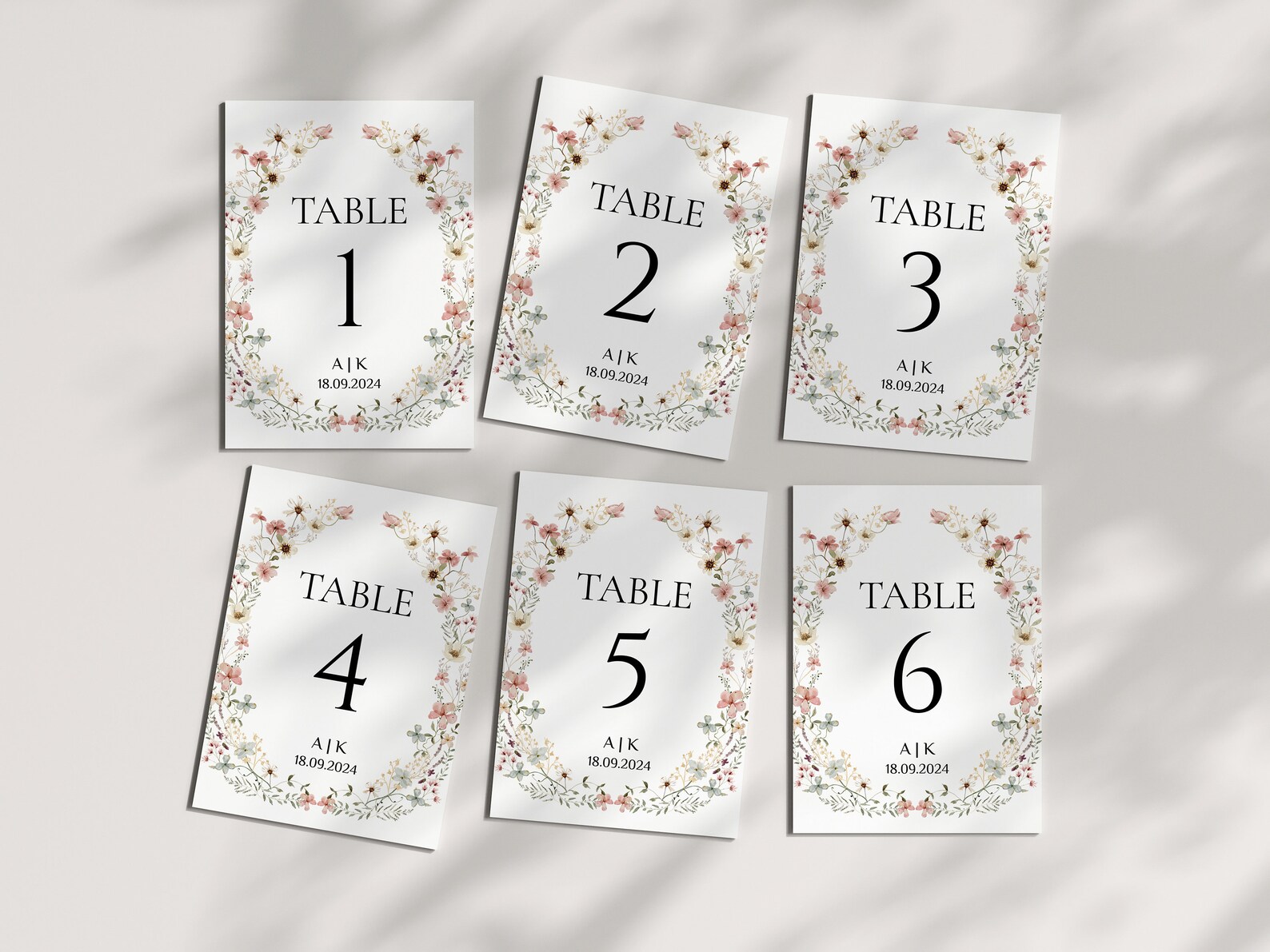 Wildflower Printable Table Numbers Floral Border Table Numbers for ...