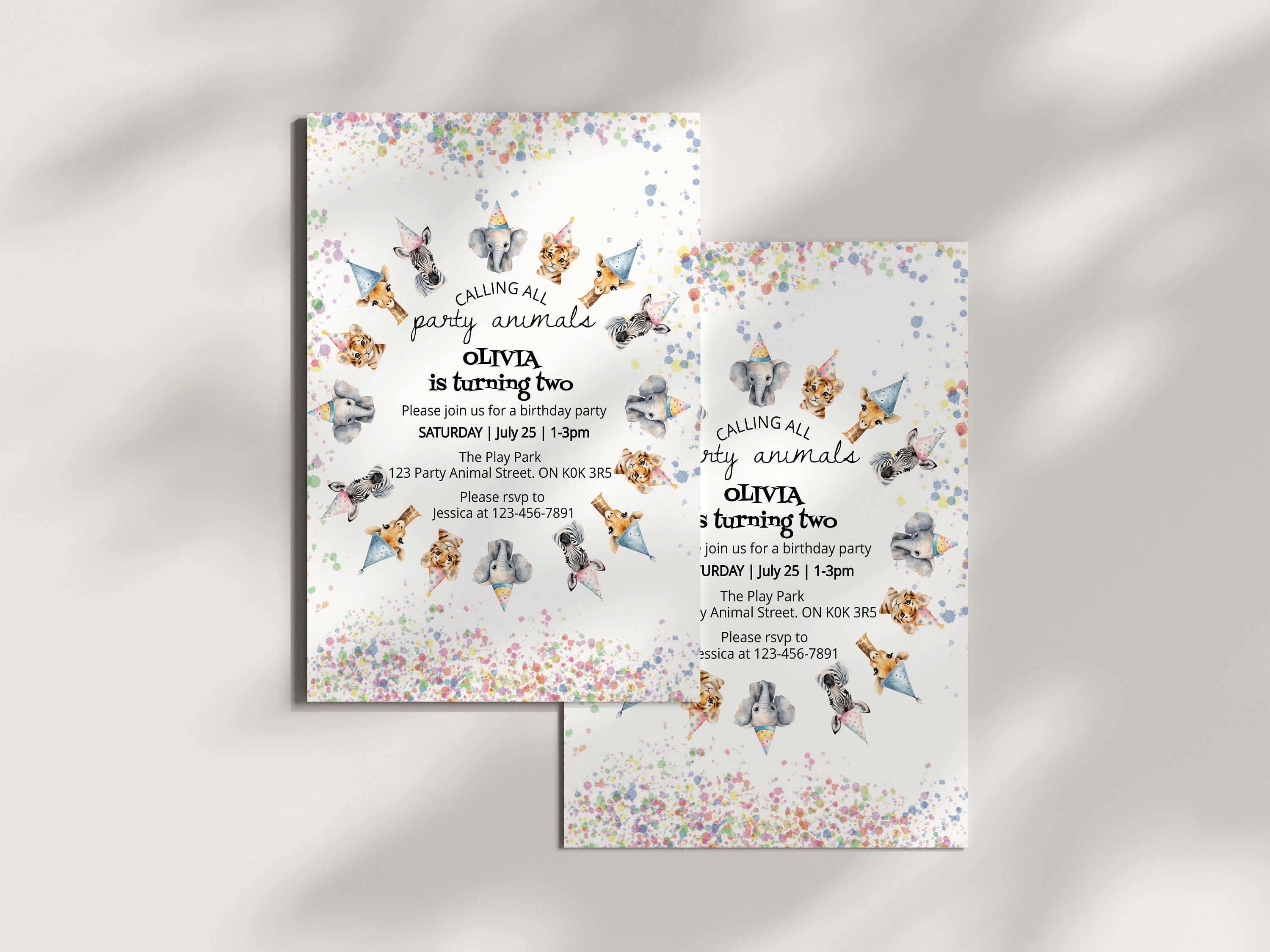 Calling All PARTY ANIMALS Editable Birthday Party INVITATION With ...