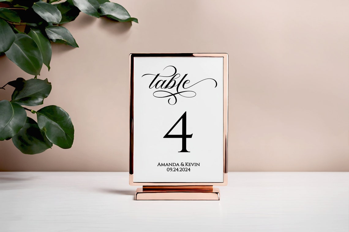 EDITABLE COLOUR Luxury Wedding Table Numbers Template 4x6 Printable ...