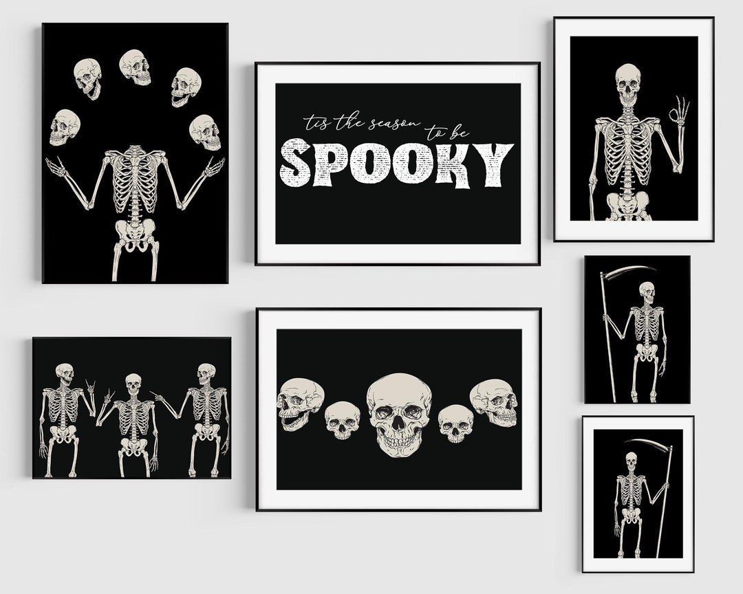 Skeleton Prints | Halloween Printable Wall Art | Halloween Decor ...