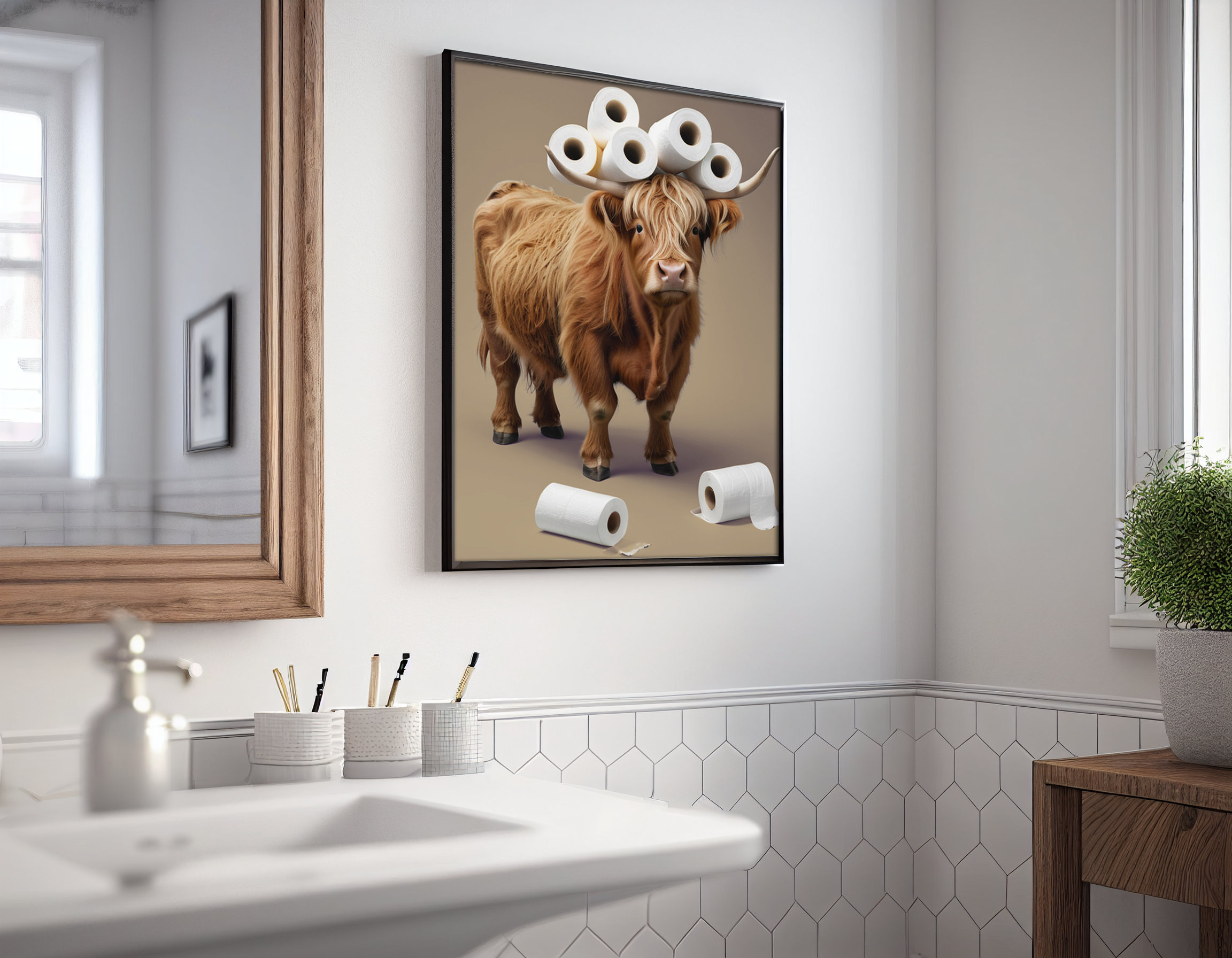 Printable Cow Art for Bathroom Funny Highland Cow Bathroom - Etsy