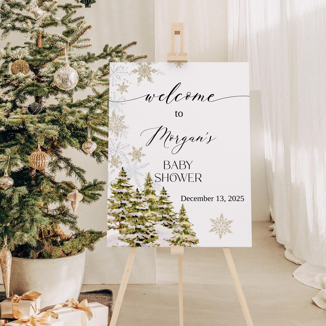 Baby It's Cold Outside Welcome Sign Template | Winter Forest Baby ...