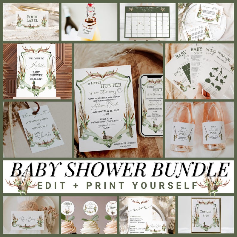 A Little Hunter is on the Way | Hunting Theme Baby Shower Invitation ...