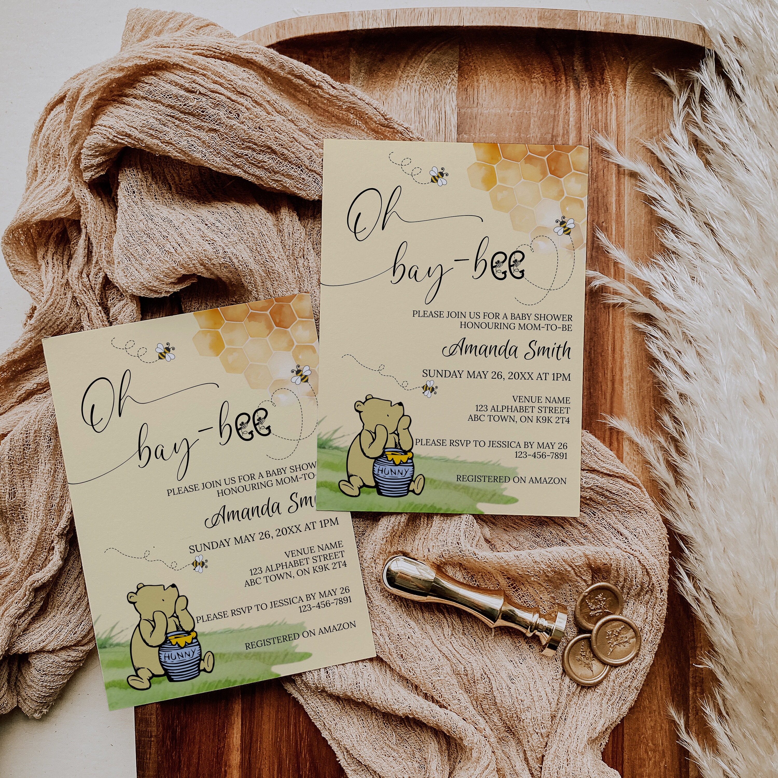 Baby Shower Invitations Winnie the Pooh | Classic Winnie Pooh ...