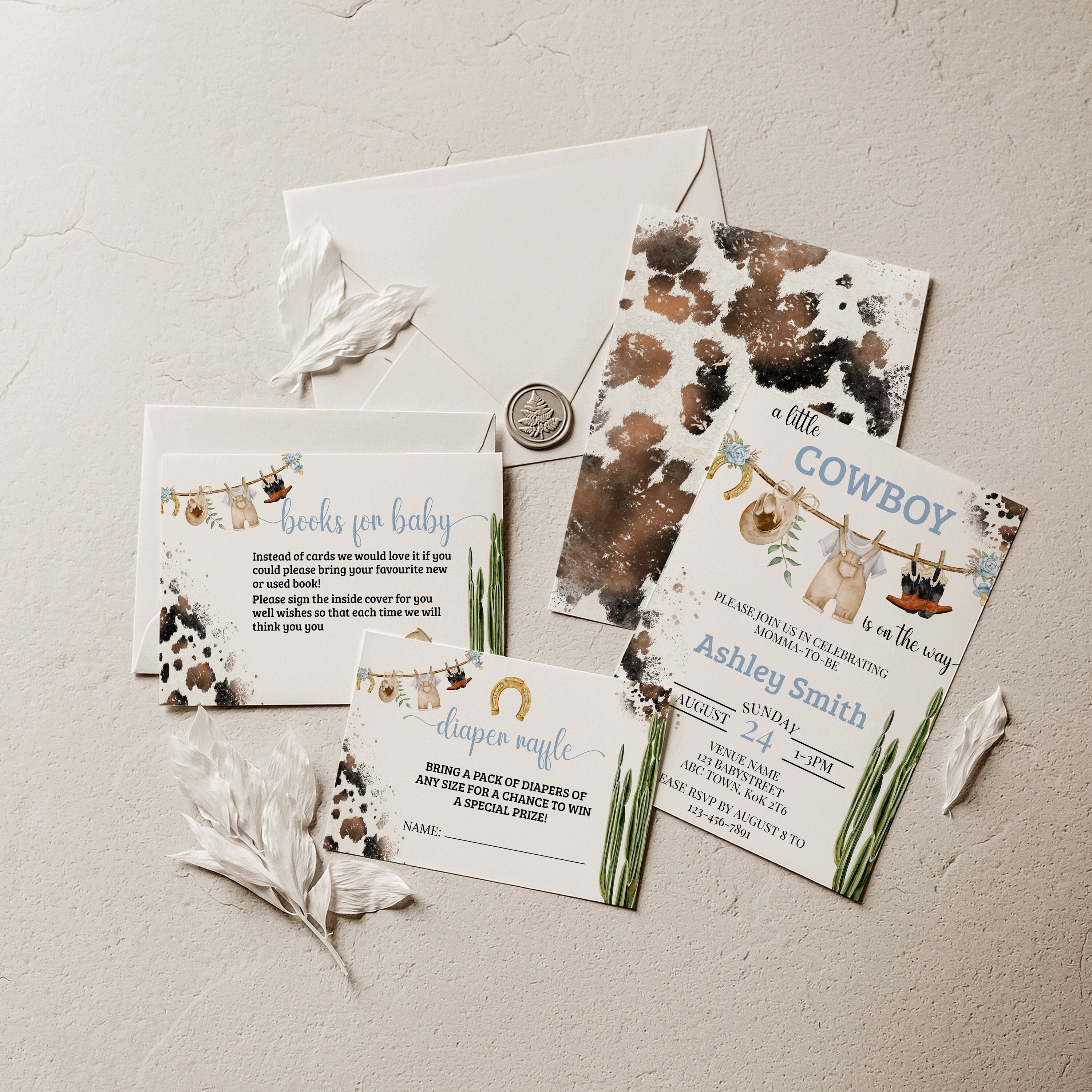 A Little Cowboy is on the Way Baby Shower Invitation Download Cowboy ...