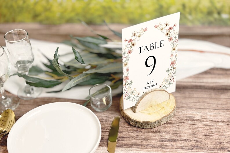 Wildflower Printable Table Numbers Floral Border Table Numbers for ...