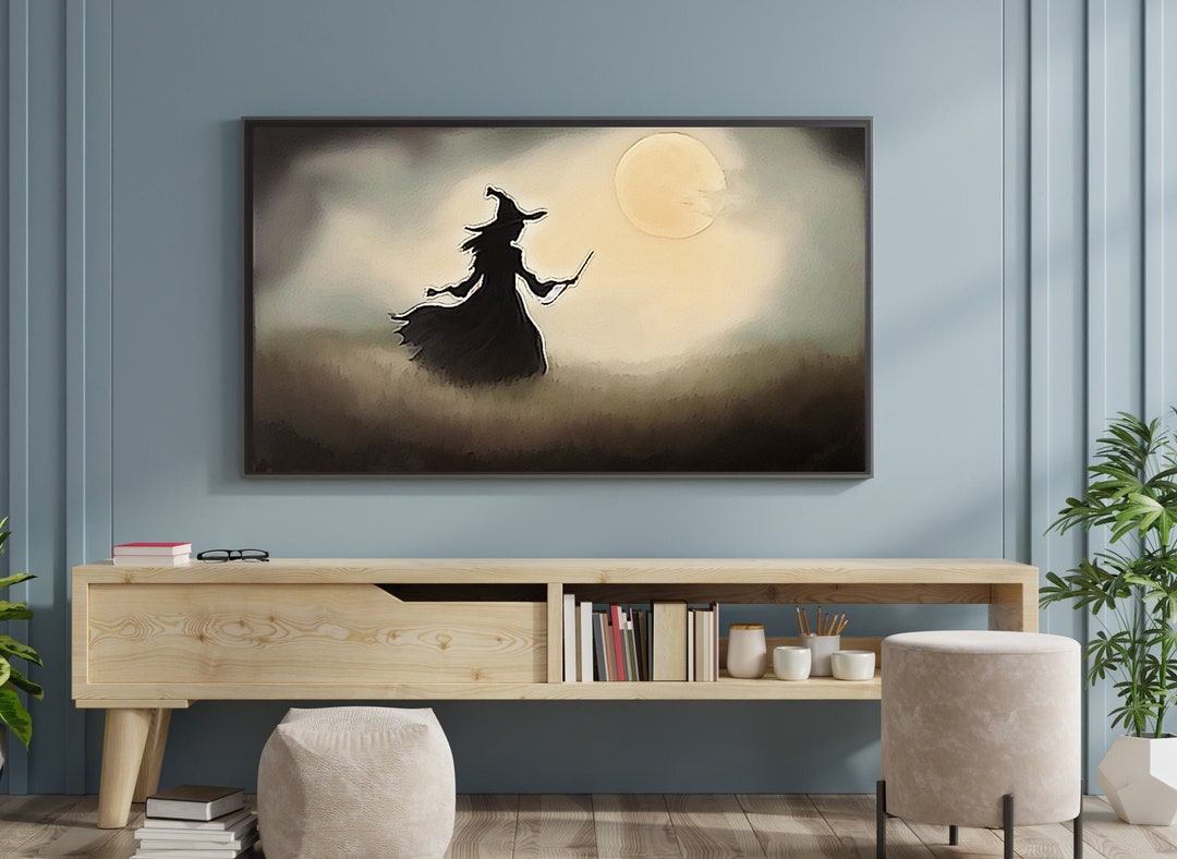 Moonlight Witch Silhoutte TV Frame Art Samsung TV Halloween - Etsy UK