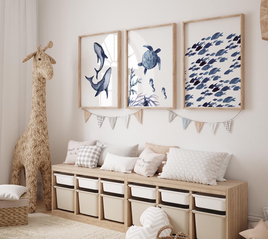 Ocean Animals Watercolor Painting 3 Print Set | Under the Sea Nursery ...