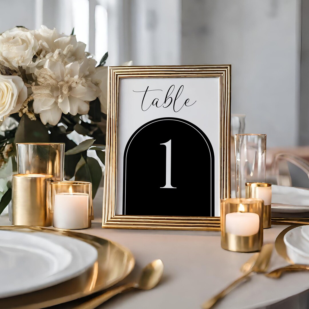 EDITABLE Table Numbers Black and White for Wedding | Elegant Black and ...