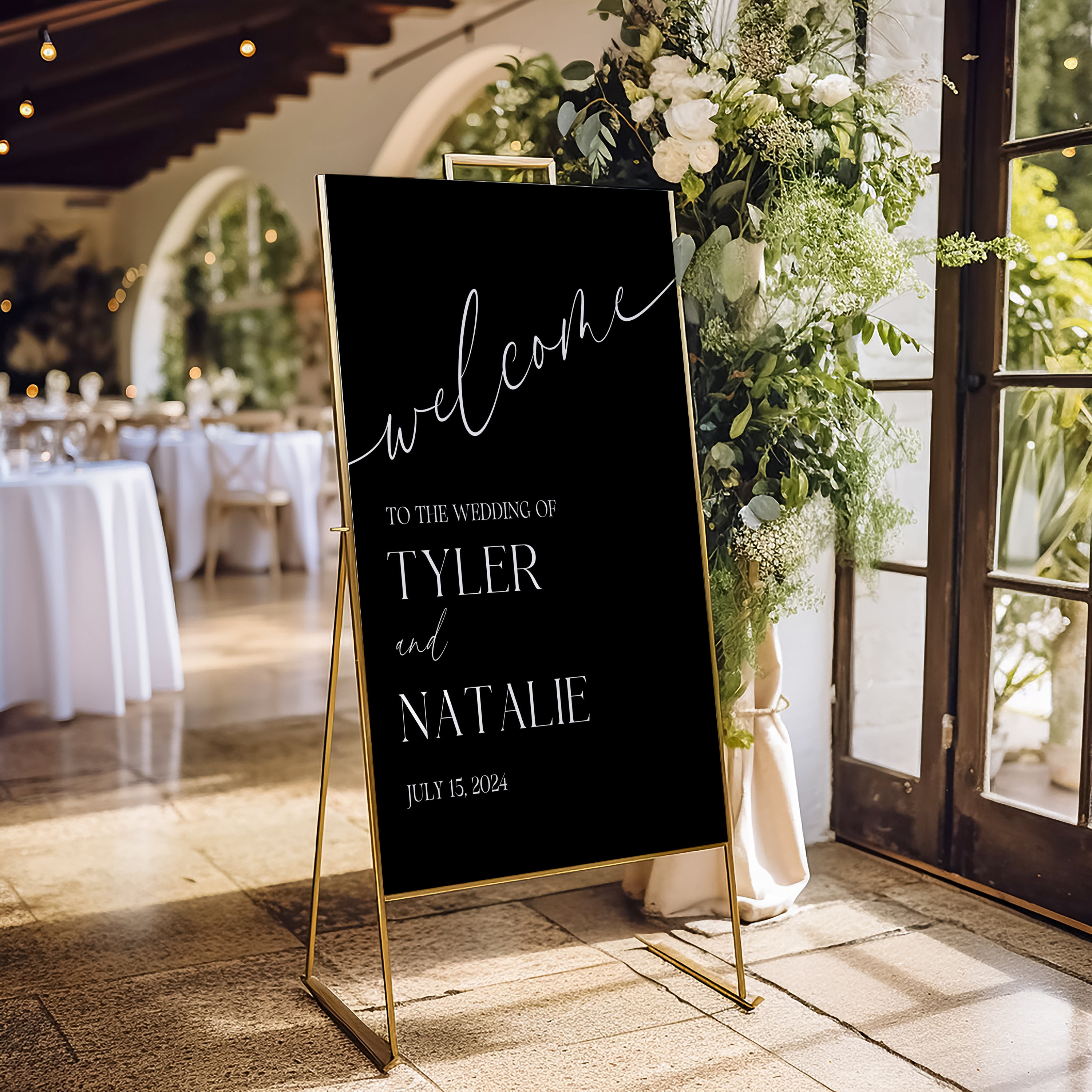 Modern Black and White Welcome Sign for Wedding Reception Printed Foam ...