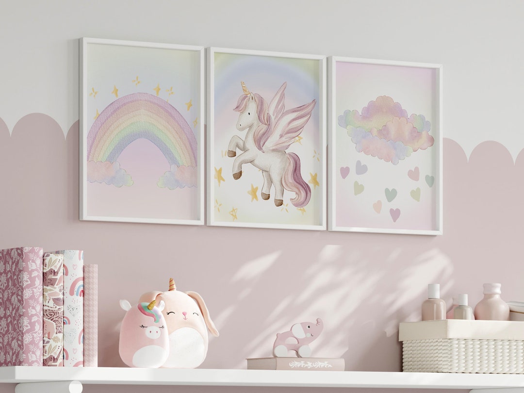 Unicorn Nursery Decor | Pastel Rainbow | Unicorn Prints Set of 3 ...