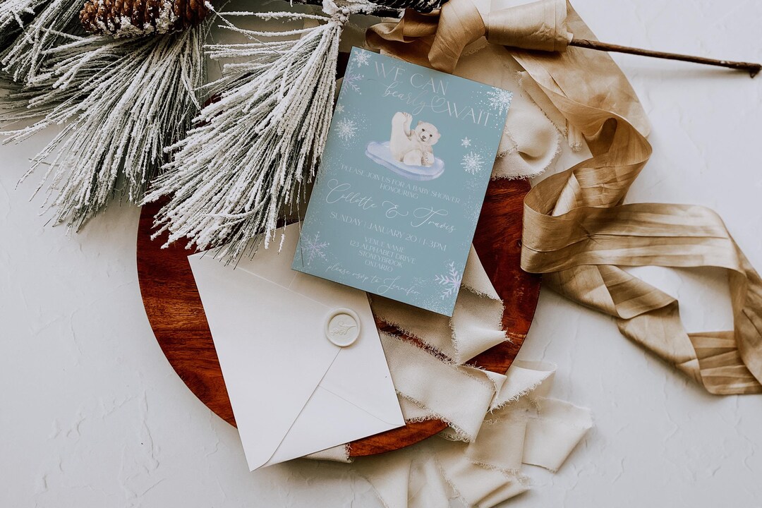 Polar Bear Winter Wonderland Baby Shower Invitation | Gender Neutral ...