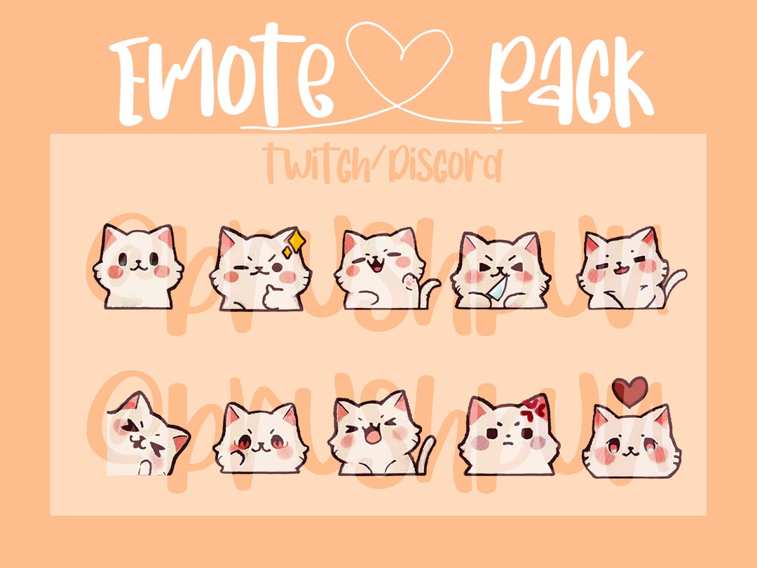 Emote Pack | Cute Cat Emotes Pack for Twitch/discord (10) | Kitty ...
