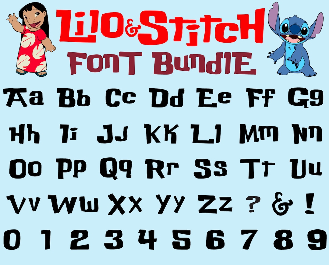 Lilo and Stitch Font SVG TTF Files Lilo and Stitch Alphabet - Etsy