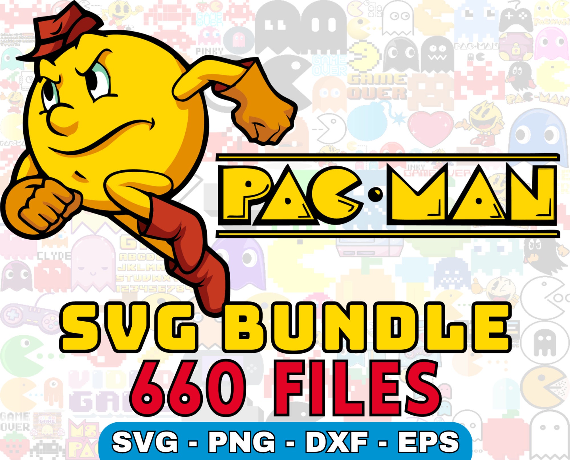 Pac Man SVG Bundle Pacman Png Pacman Ghost Svg Pacman Ghost - Etsy