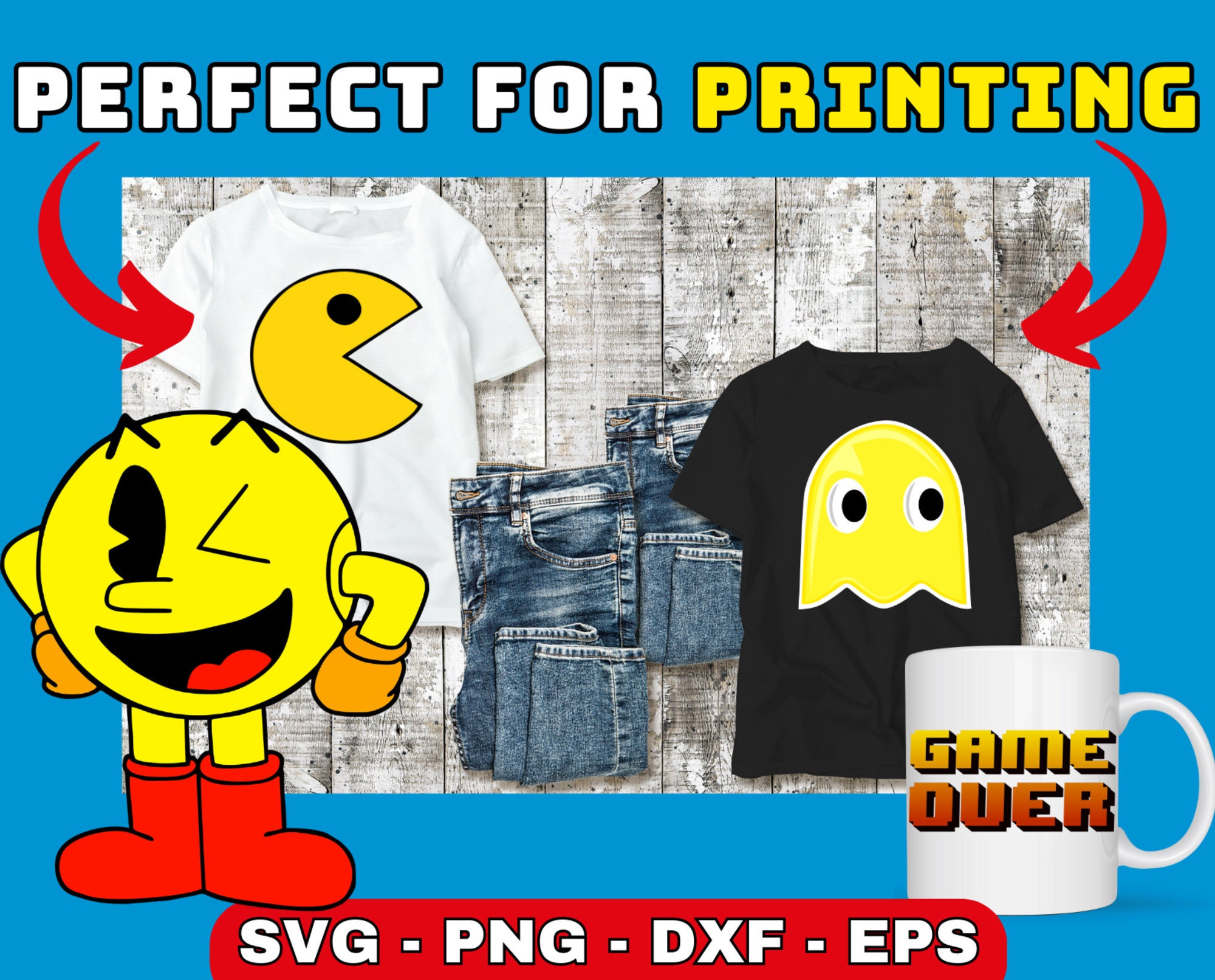 Pac Man SVG Bundle Pacman Png Pacman Ghost Svg Pacman Ghost - Etsy