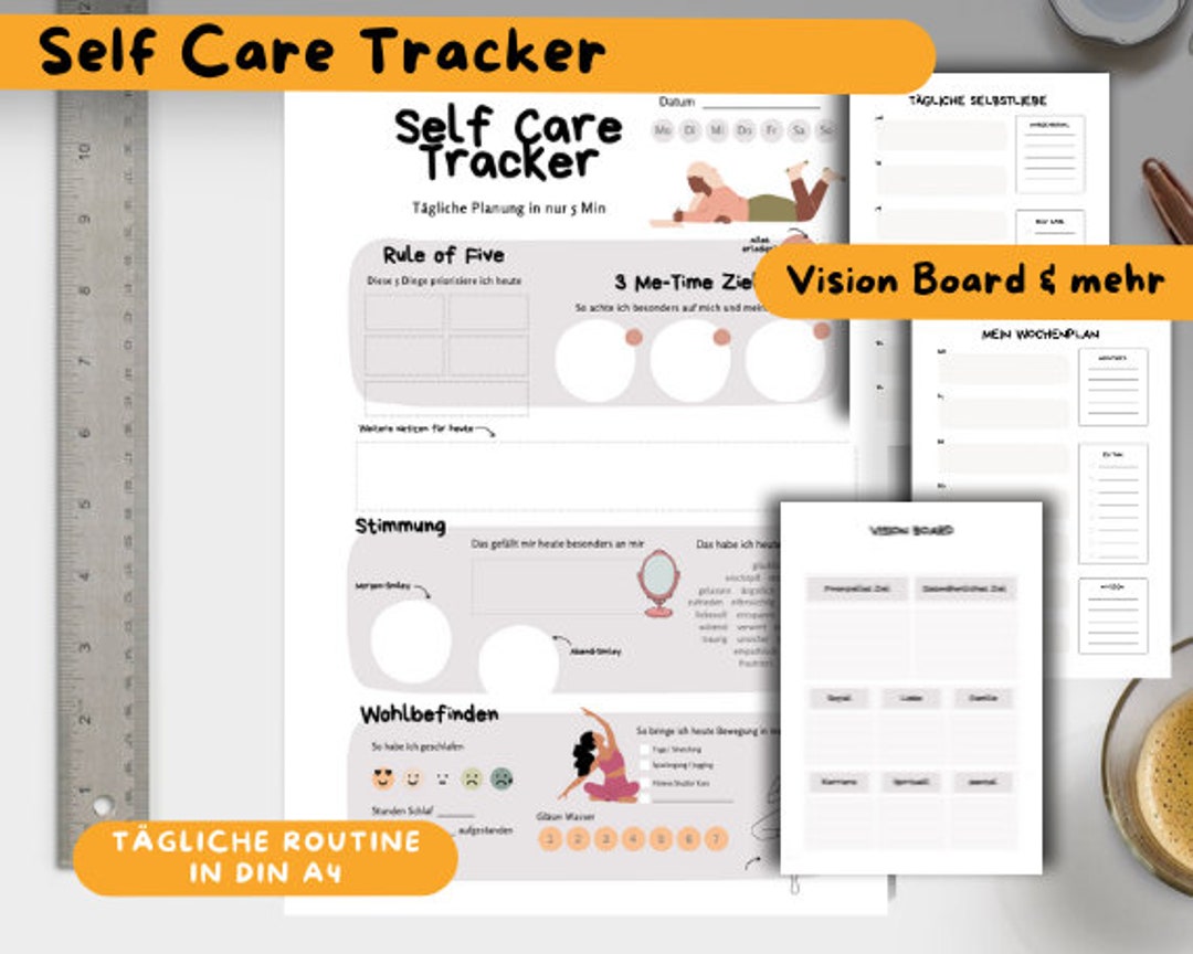 Self-care Tracker: Daily Well-being Planner for Mothers, DIN A4, Me ...