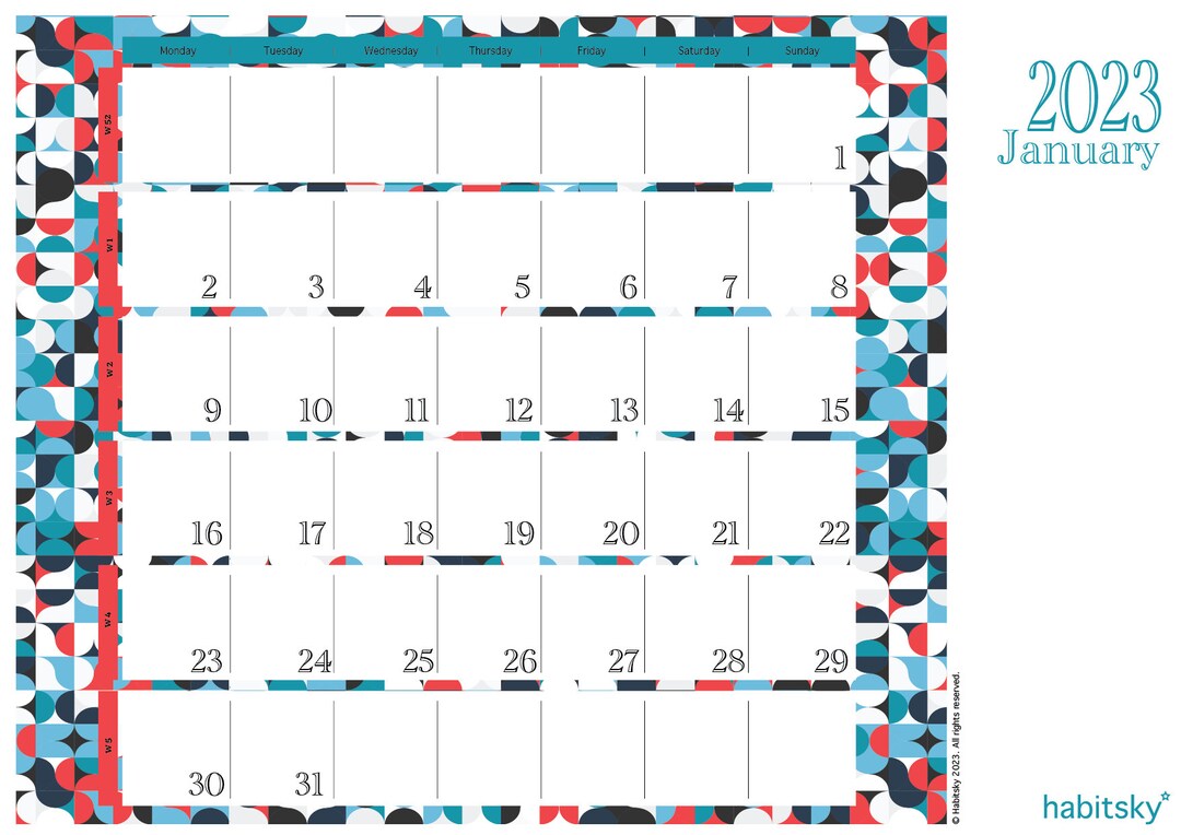 Habitsky Printable Monthly Calendar 2023 Printable Monthly Calendar ...