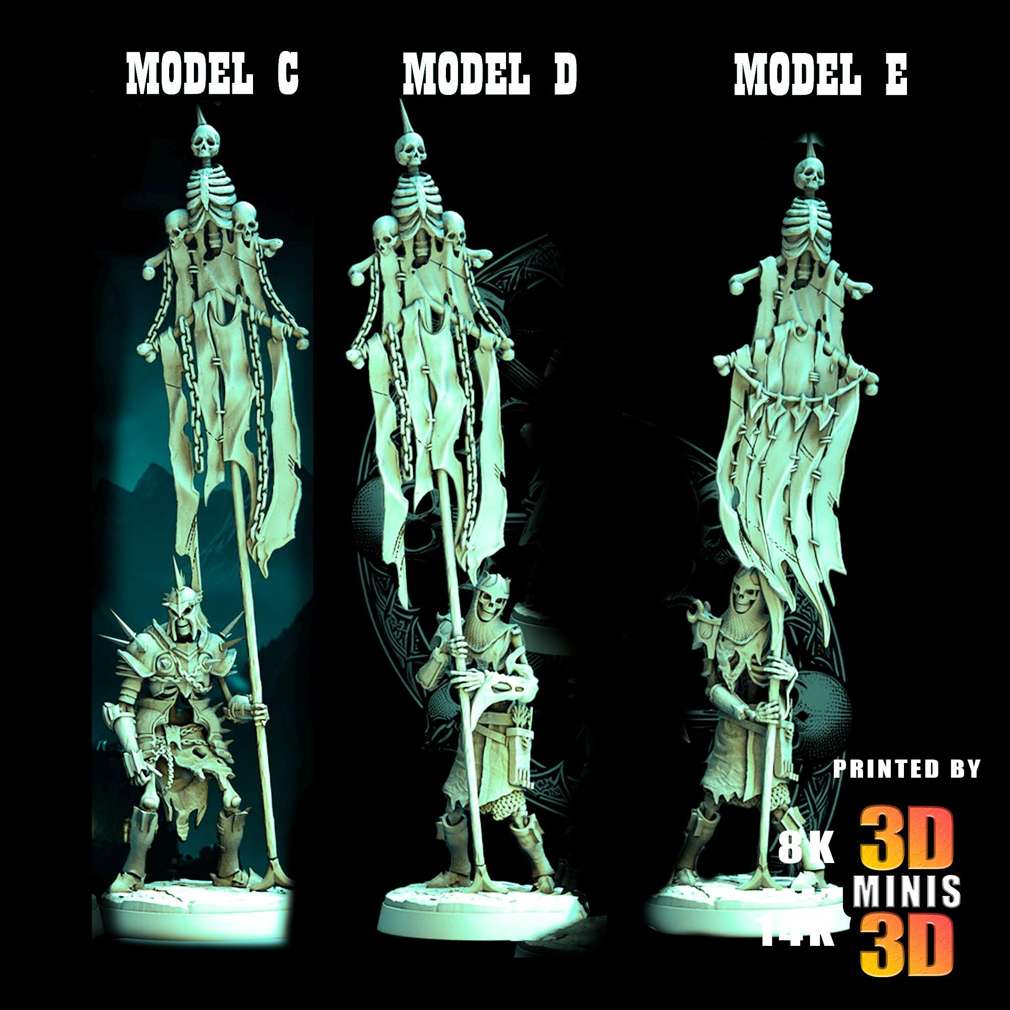 Skeleton Banner, Commander. Skeletons Army 32mm Miniature Wargames, RPG ...