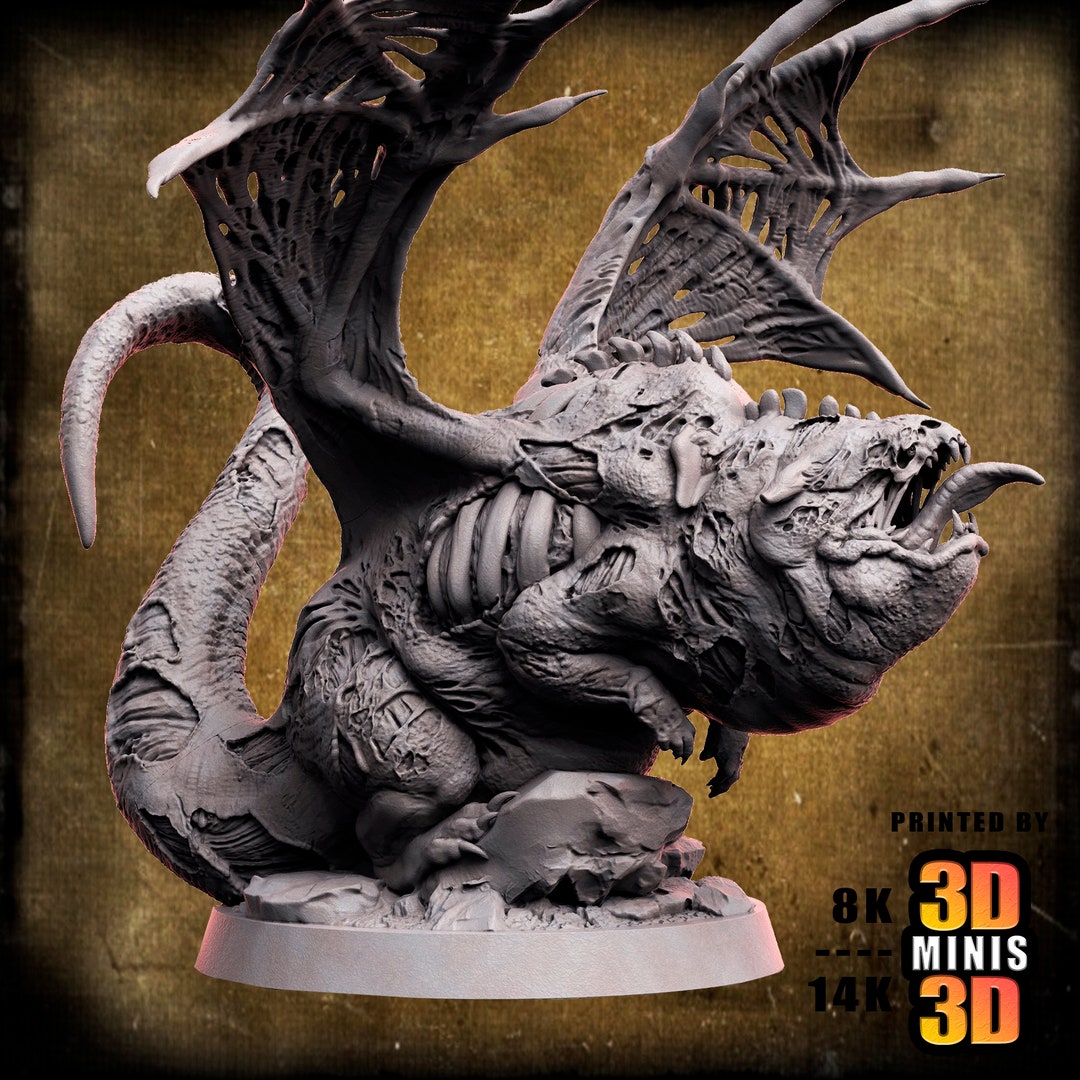 Chunky Undead Dragon, Zombie Miniature, Monstrosity, Flying Monster ...