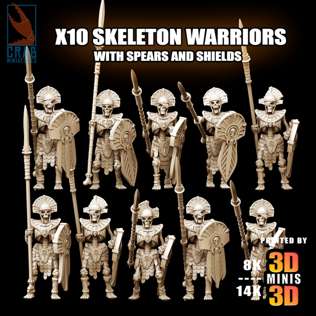 Skeleton Warriors With Spears X10. Egyptian Skeletons Army. Desert ...