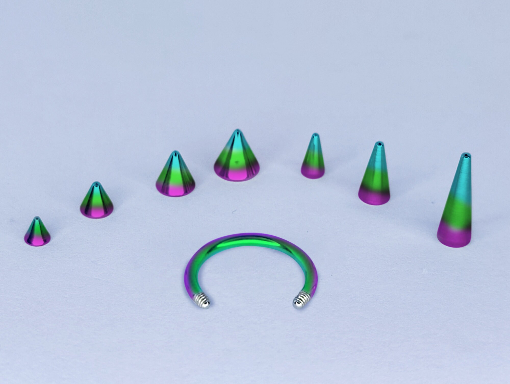 Spike Septum Ring Rainbow Nose Ring Titanium Piercing 18G - Etsy