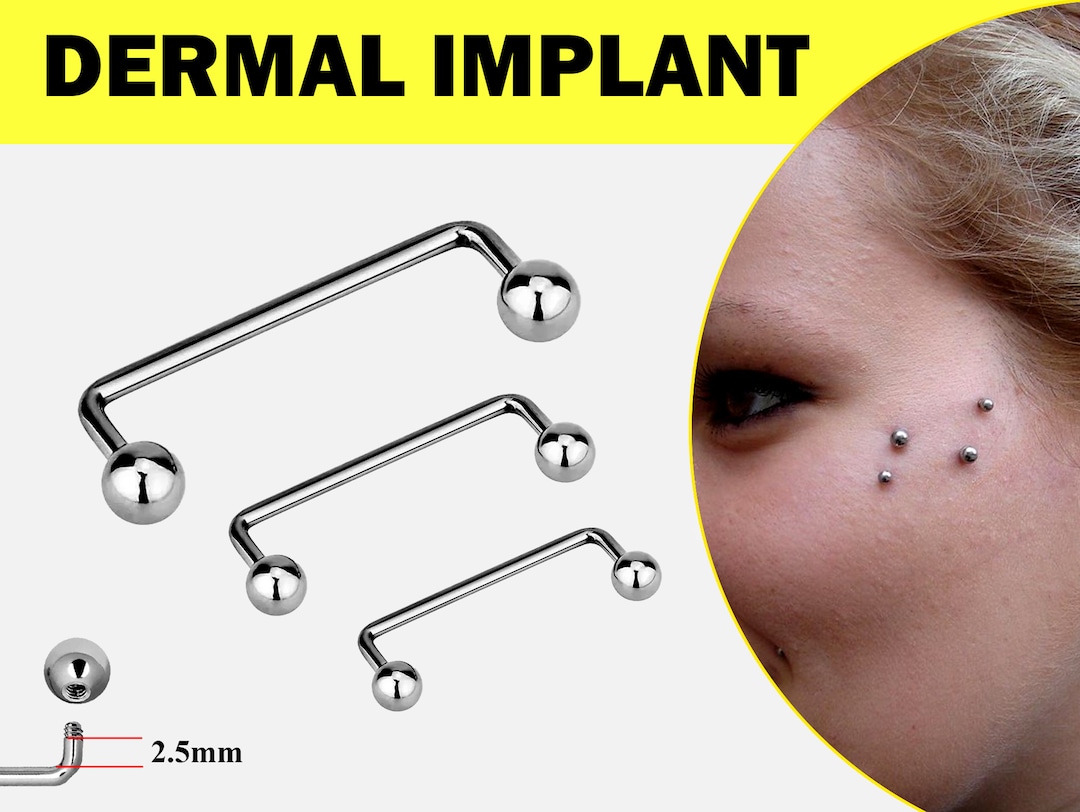 Dermal Piercing Titanium Surface Barbell 16G 14G Body Piercing for Collar, Anti Eyebrow, Third ...