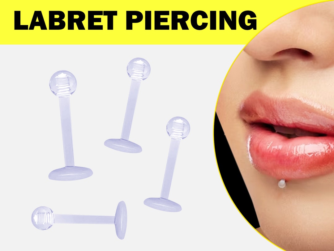 Lip Piercing 16G Labret Retainer Flexible Transparent Piercing for ...