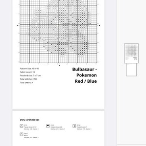 Bulbasaur Evolutionary Set, Gen 1, Cross Stitch, Starter Pokemon ...