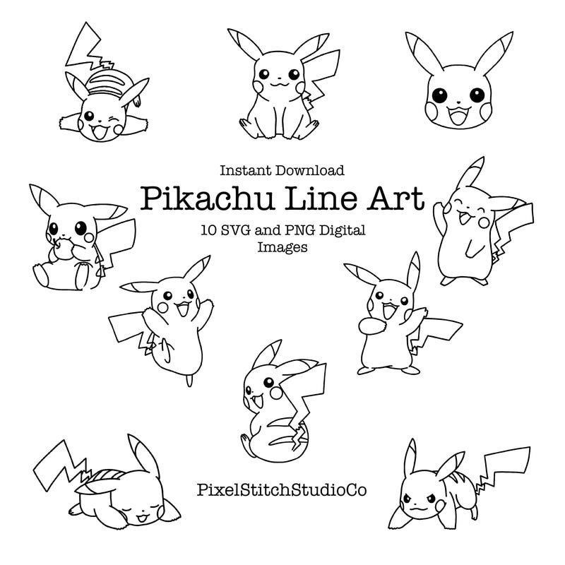 Pikachu Outline - Etsy