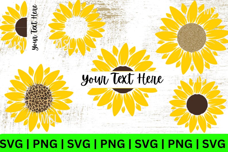Sunflower SVG Bundle, Sunflower SVG, Flower Svg, Monogram Svg, Half ...